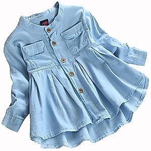 Baby Girls Kid Ruched Long Sleeve T-Shirt Tops Shirt Clothing Children Autumn Winter Fashion Blouse (Blue, 3T)