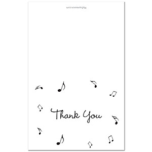 50 Music Notes Thank You Cards (Black)