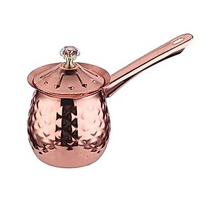 Alunsito 20 Oz / 600 Ml Stainless Steel Turkish Greek Arabic Coffee Pot, Stainless Steel Stovetop Coffee Maker with Lid and Handle, Espresso Maker, Milk & Butter Warmer, Rose Gold