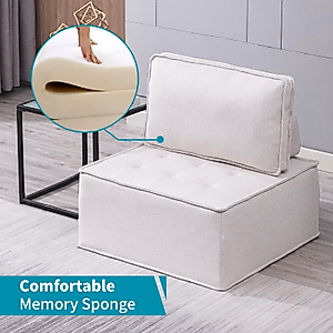 BALUS Modular 7 Seater Sofa Couch, Modern Sectional Sofa Couch, Armless Floor Sofa Couch, Soft Fabric Sofa Bed for Bedroom, Living Room and Sturdy Room, Free Combination, 7 PCS Beige