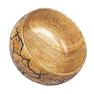 GoCraft Fractal Burn Wood Bowl, Decorative Bowl Small, 6" Diameter x 3" Height, Single Bowl