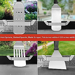 6.2 Inch Stainless Steel Griddle Spatula Holder, BBQ Spatula Rack, Grill Barbecue Tool Hold Rack Accessories for Blackstone Camp Chef Flat Top Griddle and Other Grill Griddles(1 Pack)