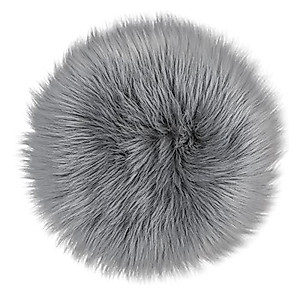 Sibba Faux Fur Small Area Rug Chair Desk Sofa Cover Carpet 35 cm Fluffy Plush Seat Pad Protectors for Home Bedrooms Aesthetic Decor (Grey Round)