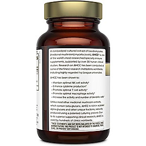 Premium Kinoko Gold AHCC Supplement–500mg of AHCC per Capsule–Supports Immune Health, Liver Function, Maintains Natural Killer Cell Activity & Enhances Cytokine Production–60 Veggie Capsules