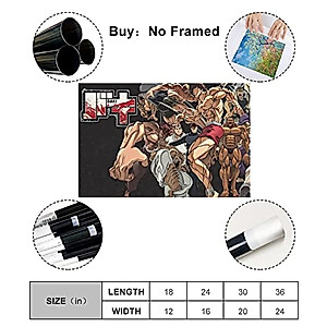 YOLANCH Baki Hanma Poster Baki Poster.Gurappura Baki Poster Canvas Poster Wall Art Decor Print Picture Paintings for Living Room Bedroom Decoration Unframe-style 12x18inch(30x45cm)