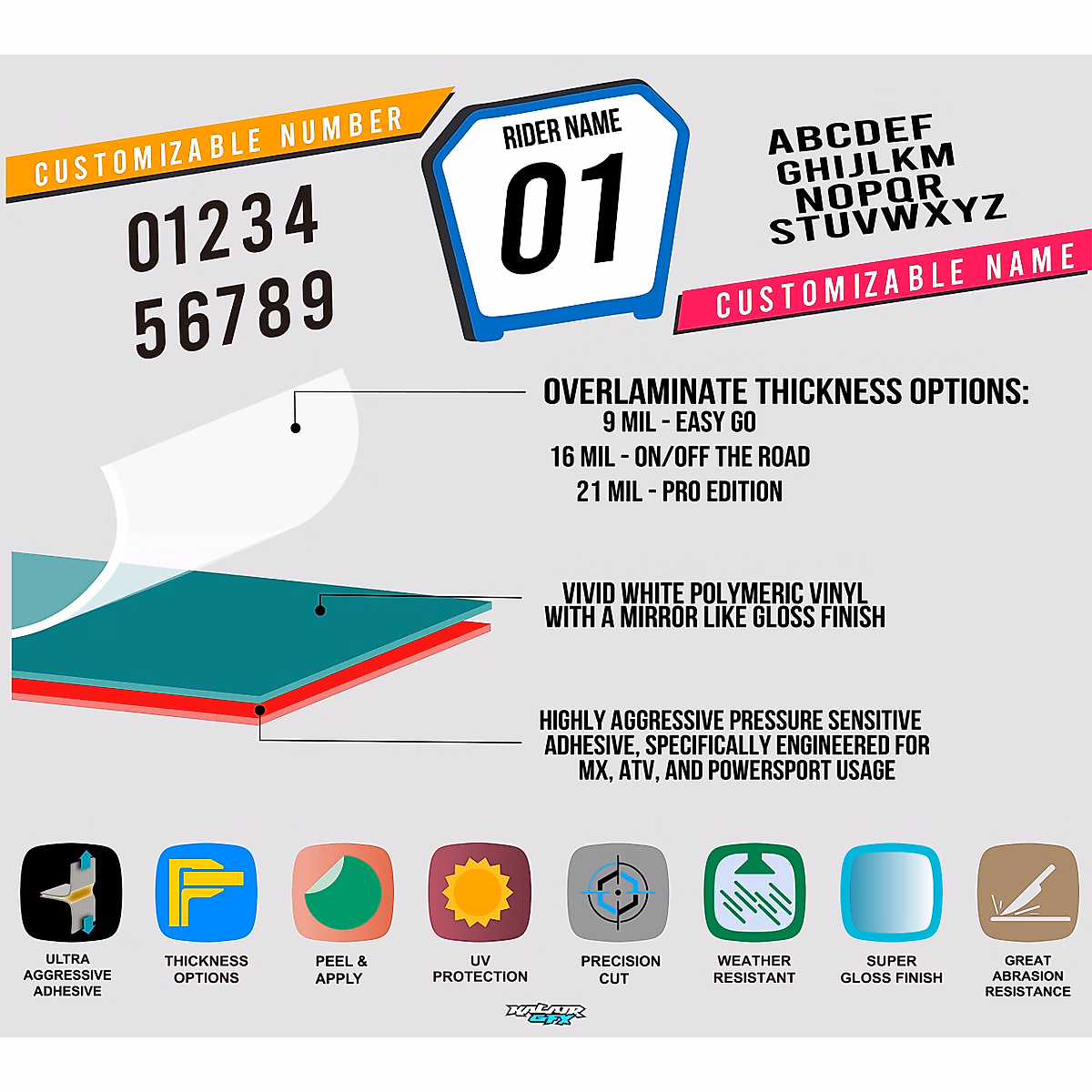 Kalair GFX Graphics Kit for Mototec 48V PRO (All Years) Predator Series Red 09 Mil - Dirt bike Custom Racing Graphics Decals Stickers Kit, no-plastics