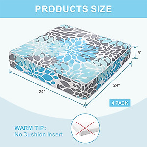 JMGBird Outdoor Patio Cushion Covers Set of 4 Chair Seat Washable Covers Water Resistant Slip Replacement Furniture Cushion Pillow Seat Cover for Couch Garden Sofa Indoor with Zipper 24x24x4