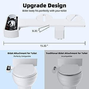 Hibbent Bidet Attachment for Toilet, Hot and Cold Water Spray Non-Electric Dual Nozzle for Frontal & Rear Wash, Adjustable Water Pressure Control, Self Cleaning Water Sprayer, Black/Chrome