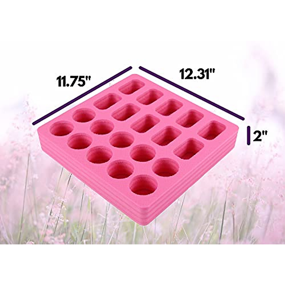 Polar Whale 2 Lotion and Body Spray Stand Organizers Large Tray Pink Durable Foam Washable Waterproof Insert for Home Bathroom Bedroom Office 12.3 x 11.75 x 2 Inches 20 Slots 2pc Pair Set