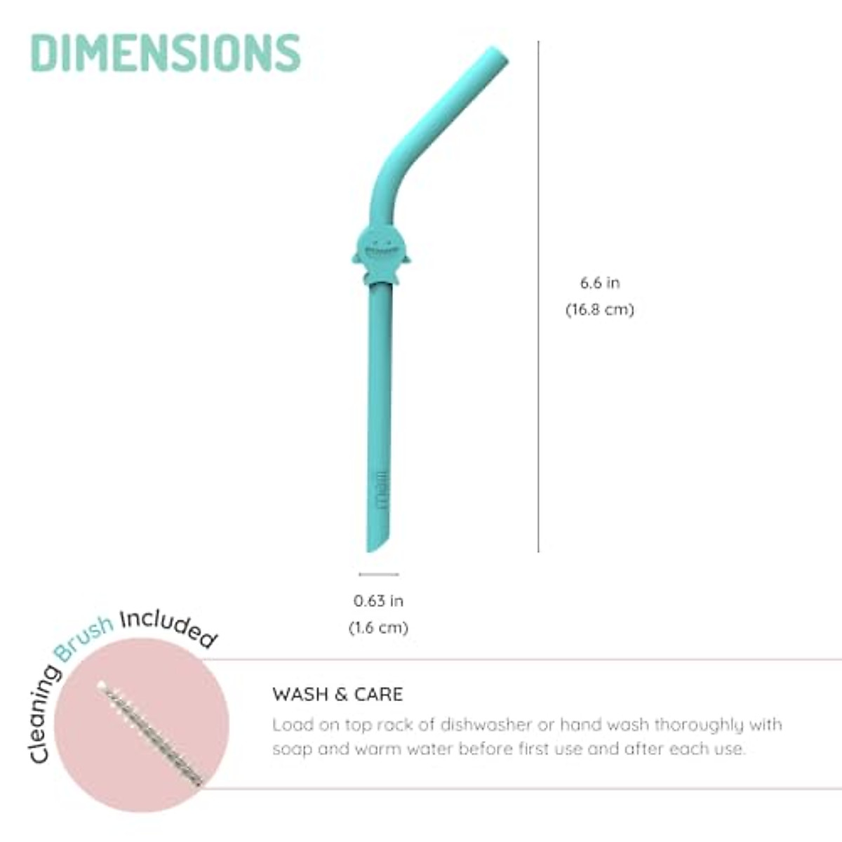 melii Reusable Silicone Animal Straws for Toddlers & Kids with Cleaning Brush – BPA Free, Dishwasher & Microwave Safe (6 Straws)