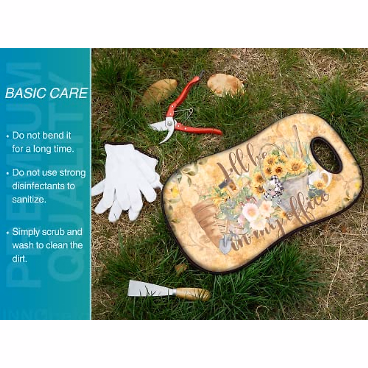 InnoBeta Kneeling Pad with Handle, Kneeling Pad for Gardening, Extra Thick & Soft Memory Foam Cushion, 18.9" x 11" x 1.75", Gardening Gifts, Yellow - I'll Be in The Office