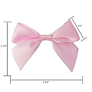 AKLVBL 25 Pack Set Satin Ribbon Bows Pretied Bows with Sticky Gel Pads for Treat Bags, Gift Bags, Bakery Candy Bags and Package Decorating or Gift Decorating (Light Pink)