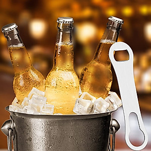 10 Pcs Stainless Steel Flat Bottle Opener Wine Bottle Opener, Bottle Opener for Bar Pour Spout Remover Flat Bar Key Metal Speed Key Opener for Bartenders Home Kitchen(Black, Silver)