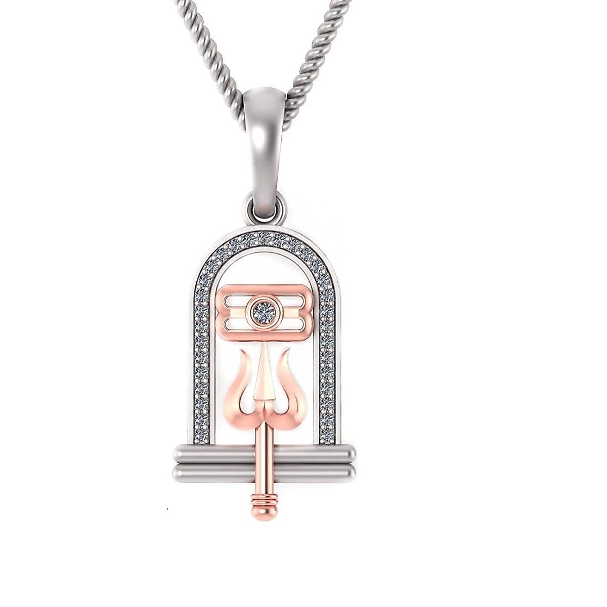 925 Sterling Silver 14K Rose Gold Finish Diamond The Lord Shiva Pendant for Women's