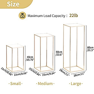 NUPTIO Wedding Centerpieces for Tables with Acrylic Panel - 3 Pcs 15.7/23.6/31.5 inch Tall Gold Vases for Centerpieces - Flower Stand for Centerpiece Table Metal Vase Column Stand Party Decorations