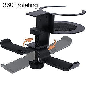 Headphone Stand with Cup Holder/2 Hidden Headset Hooks for All Headsets, 360° Adjustable & Rotating Desk Organizers for Bag/Cup/Coat/Headphone/Canned Beer/Umbrella/Data Cable/Drinks/Gloves -ZELPEAK
