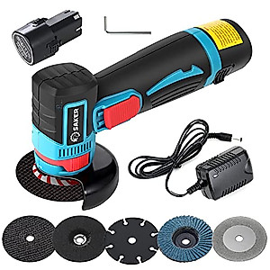 Saker 3" Cordless Angle Grinder - 12V 16800 RPM Brushless Portable Cut off Tool Kit with 1PC Battery and Charger, extra 5 PCS Disc