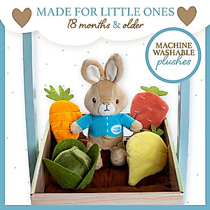 KIDS PREFERRED Beatrix Potter Peter Rabbit Wooden Garden Wagon and Plush Veggie Play Set, (24228)