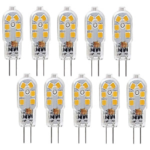 Lxcom Lighting G4 LED Bulb Bi-Pin Base 10Watt Halogen Bulb Equivalent AC12 Volt T3 JC Type Transparent Led Lamp Warm White 3000k for RV Camper Cabinet Landscape Light,10 Pack