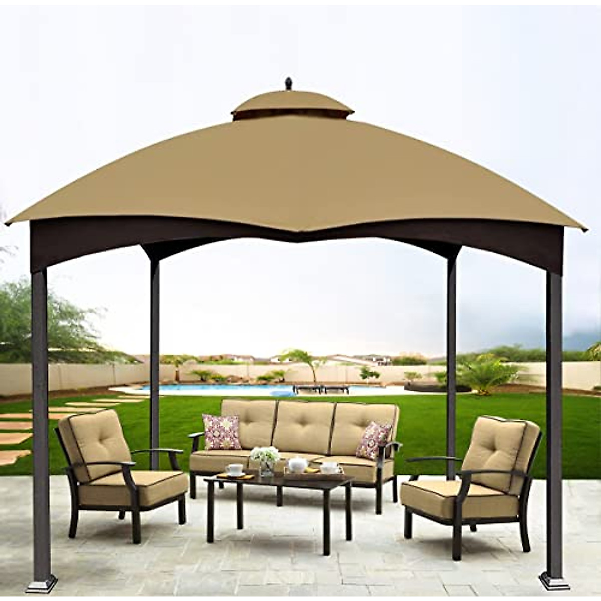 SCOCANOPY Replacement Canopy Top for The Lowe's Gazebo Model #GF-12S004B-1 / GF-12S004BTO (Beige)