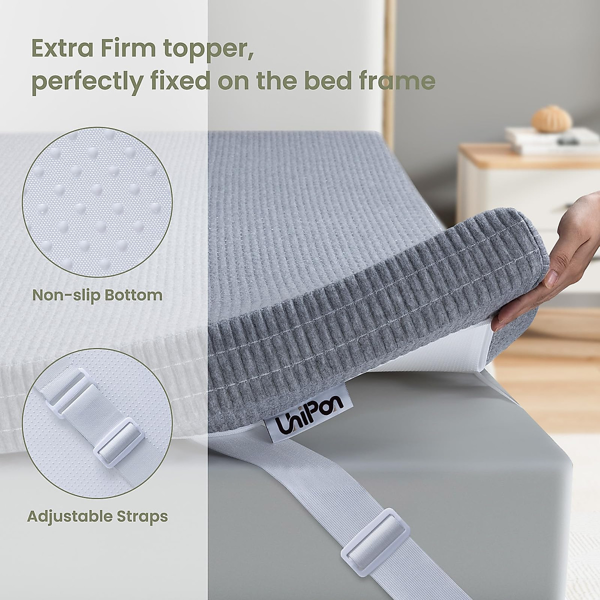 Firm Memory Foam Mattress Topper Queen - 4 Inch Charcoal-Infused Bed Topper for Back Pain Relief, Dual-Sided Firmness, CertiPUR-US Certified, Removable Cover