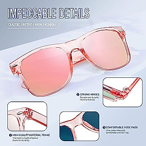 12 Pack 80s Neon Party Sunglasses Bulk, Fun Clear Green Frame Mirror Sunglasses Set for Women Men Party Favors