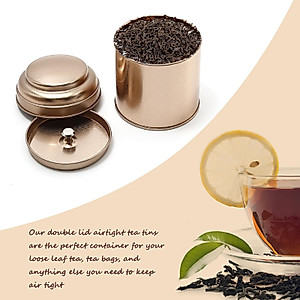 YSDADEEN 6 Pack Tea Tins Canister with Airtight Double Lids, Loose Leaf Tea Storage, 8 oz Round Tin Can Box for Loose Tea Bags Coffee Sugar Candy Spices