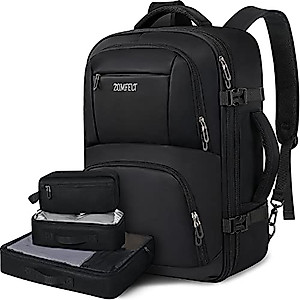 ZOMFELT Carry On Backpack, 45L Travel Backpacks for Men with 3 Packing Cubes, 17.3 Inch Laptop Backpack Flight Approved Carry On Bag for Travel, Water Resistant Expandable Business Weekender Bag