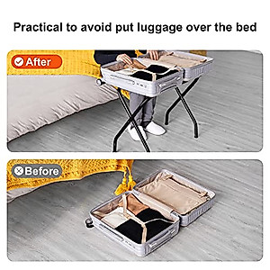 Heybly Luggage Rack, Pack of 4,Steel Folding Suitcase Stand for Guest Room Bedroom Hotel,Black,HLR001B4