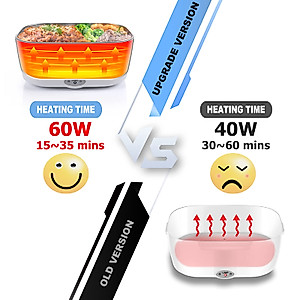 AsFrost Electric Lunch Box Food Heater, LeakProof 12V 24V 110V Portable Food Warmer Heated Lunch Box for Adults Car Truck Work Home, 0.45L Compartments, 1.5L Removable 304 Stainless Steel Container