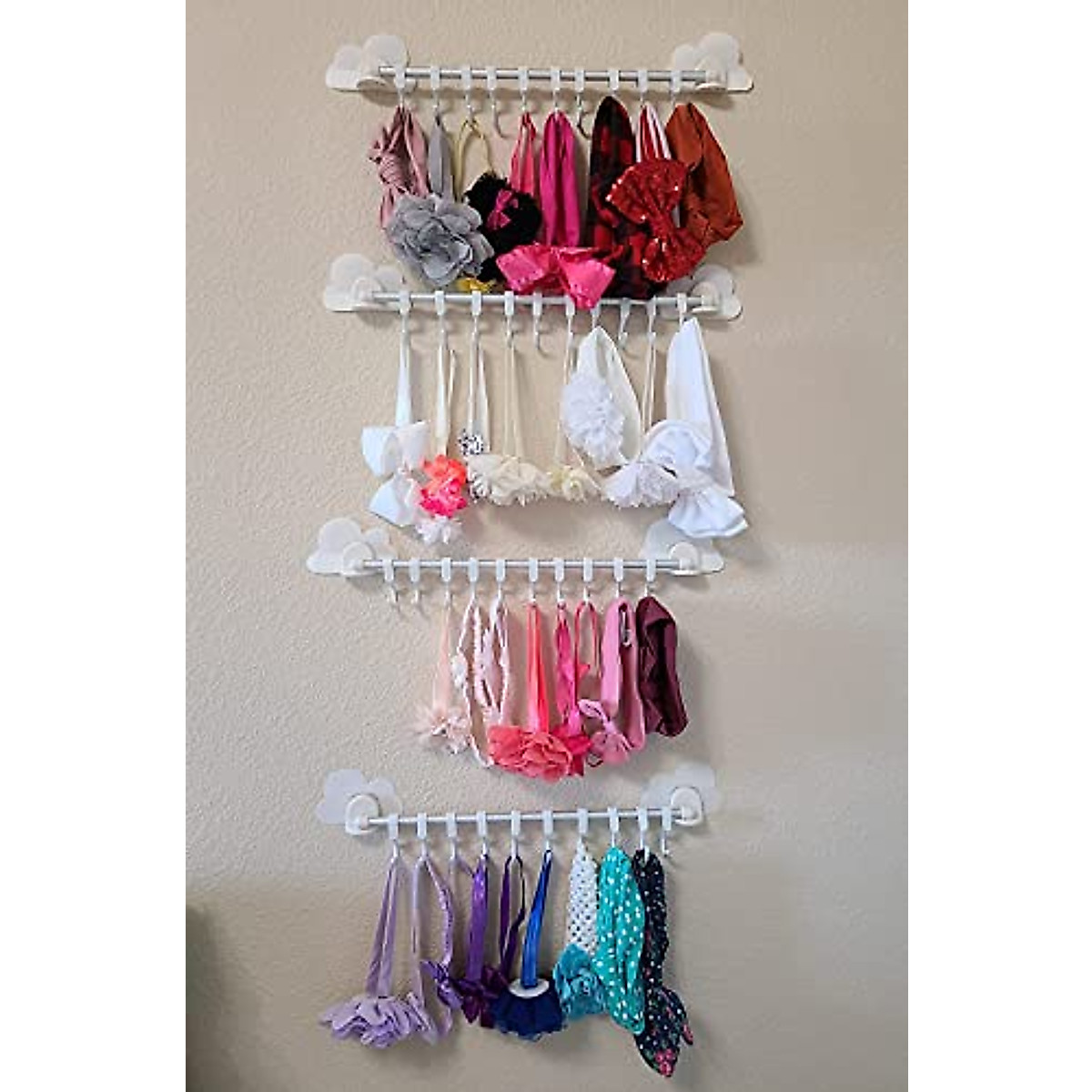 Baby Headband Organizer Scrunchies Holder Baby Girl Bow Display Ponytail Holder Wall Hanger with 10pcs Hooks