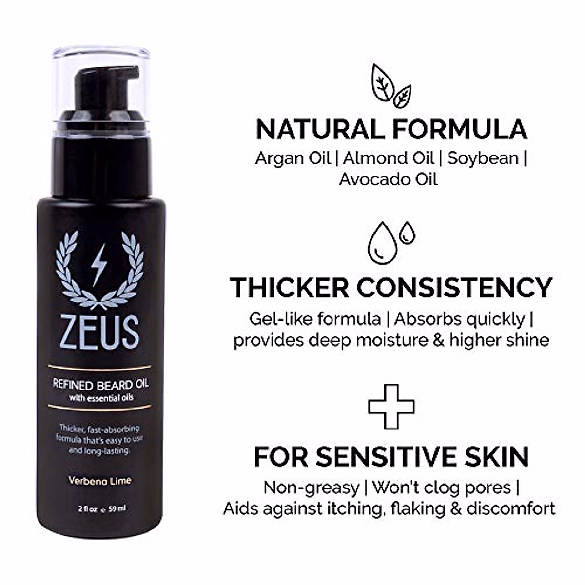 ZEUS Deluxe Beard Wash & Care Set – With Beard Wash, Refined Beard Oil & Palm Beard Brush (Verbena Lime)