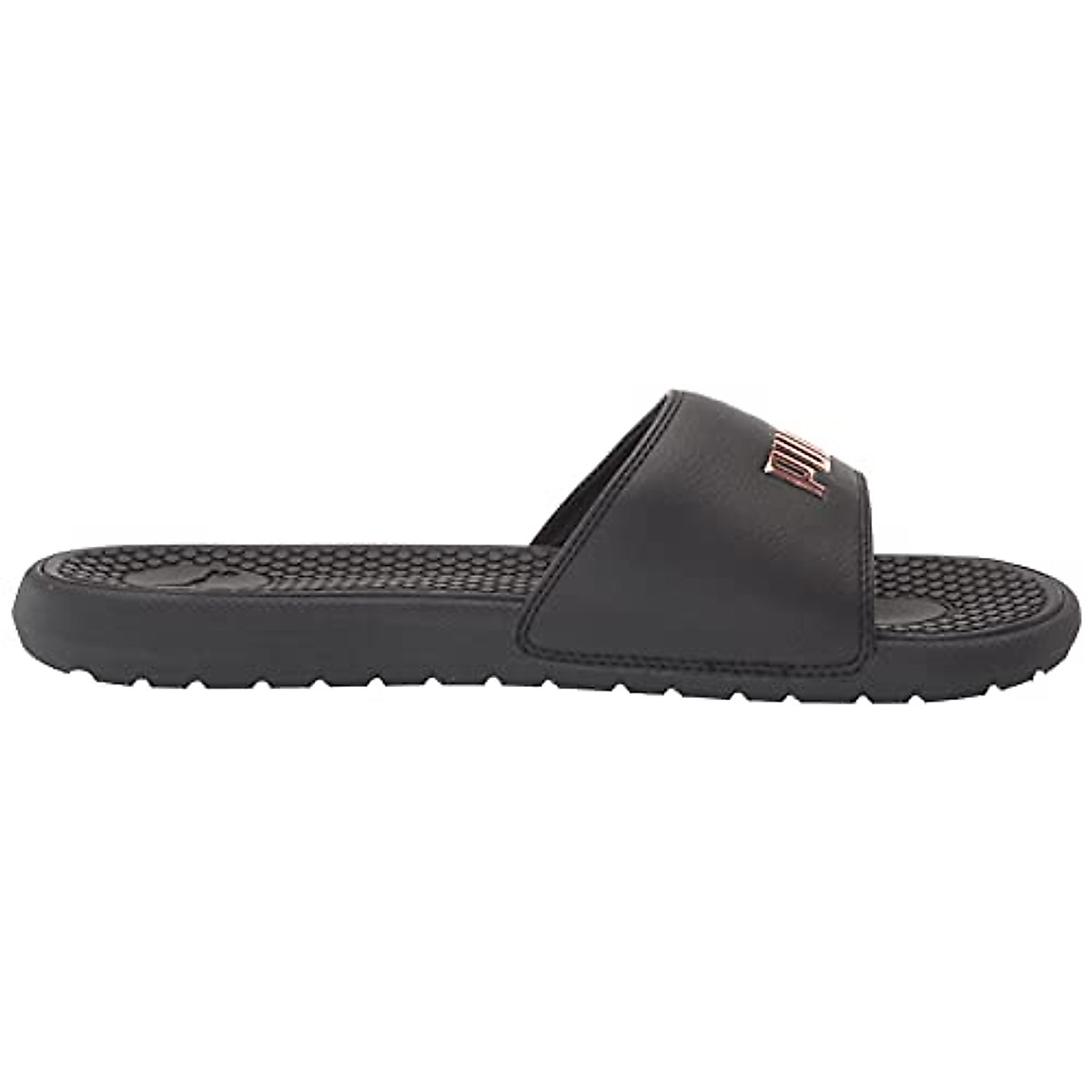PUMA womens Cool Cat Slide Sandal, Puma Black-rose Gold, 9 US