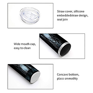 silichee 20 Oz Insulated Tumblers Stainless Steel Cup with Lid Halloween Background Spooky Fog with Ghost Shadow and Many Dead Tumblers Vacuum Coffee Mugs for Cold Hot Drinks for Office