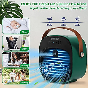 Portable Air Conditioner-5200mAh Rechargeable Personal Air Cooler with 3 Speeds Duration 5-10 hrs, Quiet Mini Air Conditioner Fan, Desk Cooling Fan for Home, Bedroom, Travel, and Office