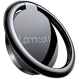 Cell Phone Ring Holder Finger Stand - Lamicall Phone Kickstand, Metal Grip Hook Work with Magnetic Car Mount, Compatible with iPhone 14 13 12 Mini 11 Pro Xs Max XR X 8 Plus, Smartphone Accessories BLK