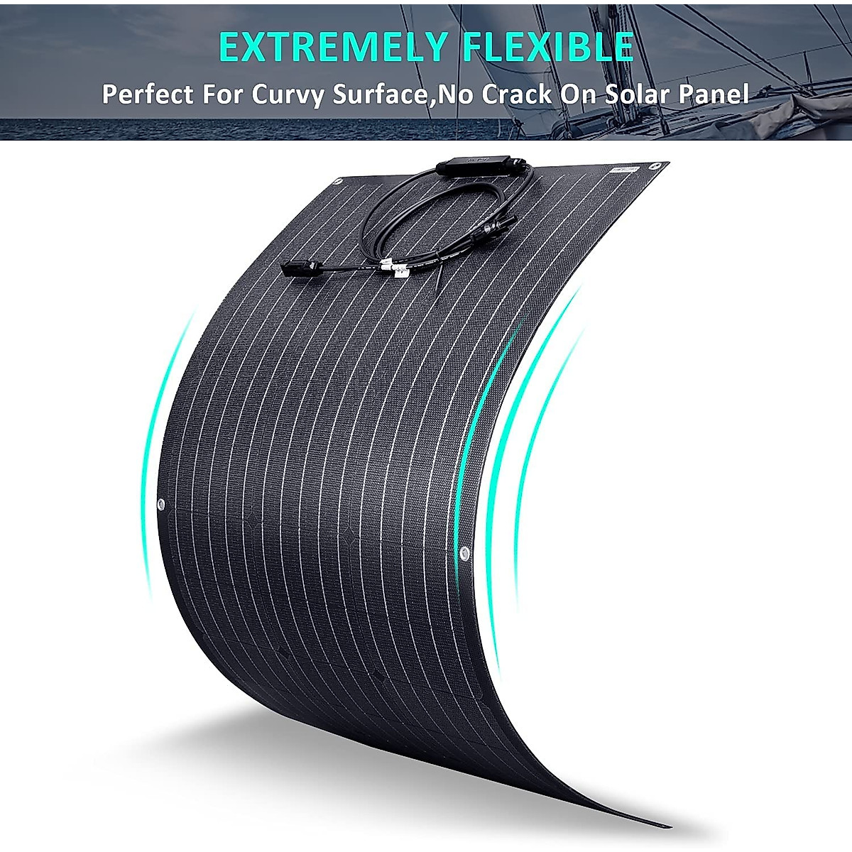 AUECOOR 800 Watts 24Volts 8pcs 100W ETFE Flexible Solar Panel System Kits with 60A Charge Controller/4Y Connectors/Alligator Clip PV Connector/Solar Panel Cables Connector