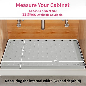 Sdpeia Under Sink Mat for [34" x 22"] Cabinet, Upgraded Silicone Waterproof Mat Kitchen Cabinet Liner Cabinet Protector Kitchen Organizers and Storage