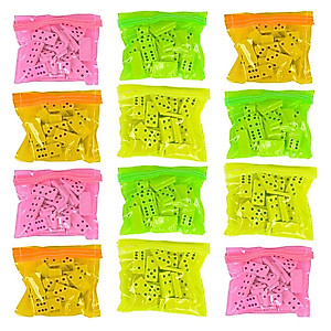 ArtCreativity Domino Game Set - Pack of 12 - Each Domino Set Includes 28 Pieces Per Neon Pink, Yellow, Green and Orange Bags - Great School, Carnival Prizes - Awesome Party Favor - Fun Game for Kids