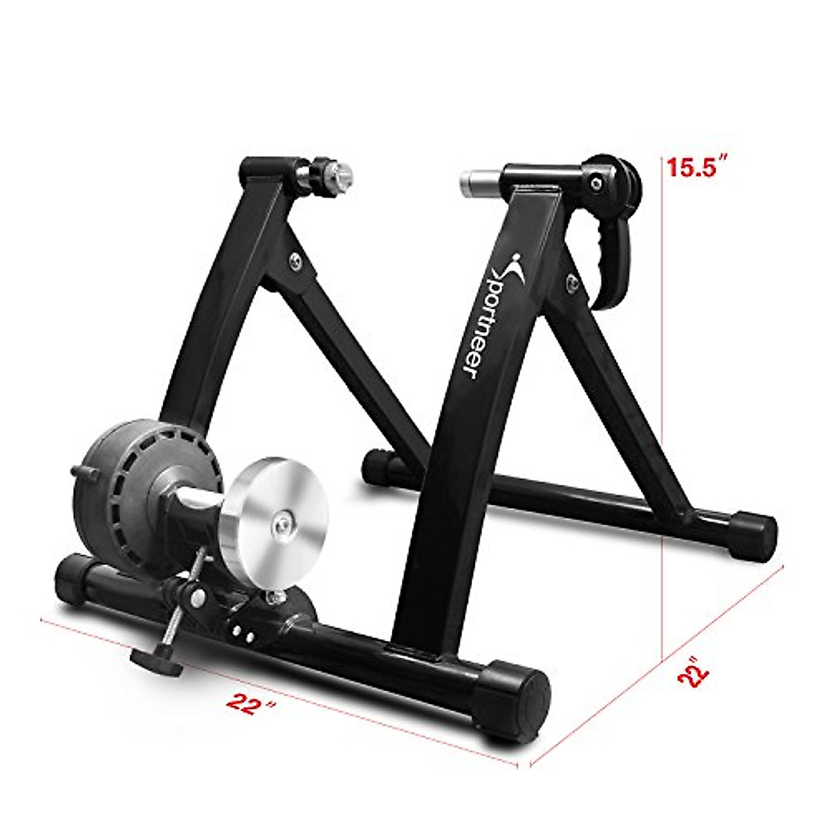 Sportneer Bike Trainer - Magnetic Stationary Bike Stand for 26-28" & 700C Wheels - Adjustable 6 Level Resistance Bike Trainer Stand for Indoor Riding with Quick Release Lever & Front Wheel Riser Block