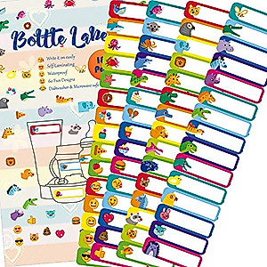 Youngever 180 Pack Baby Bottle Labels for Daycare, Waterproof, Self-Lamination, Write-on, 60 Fun Design