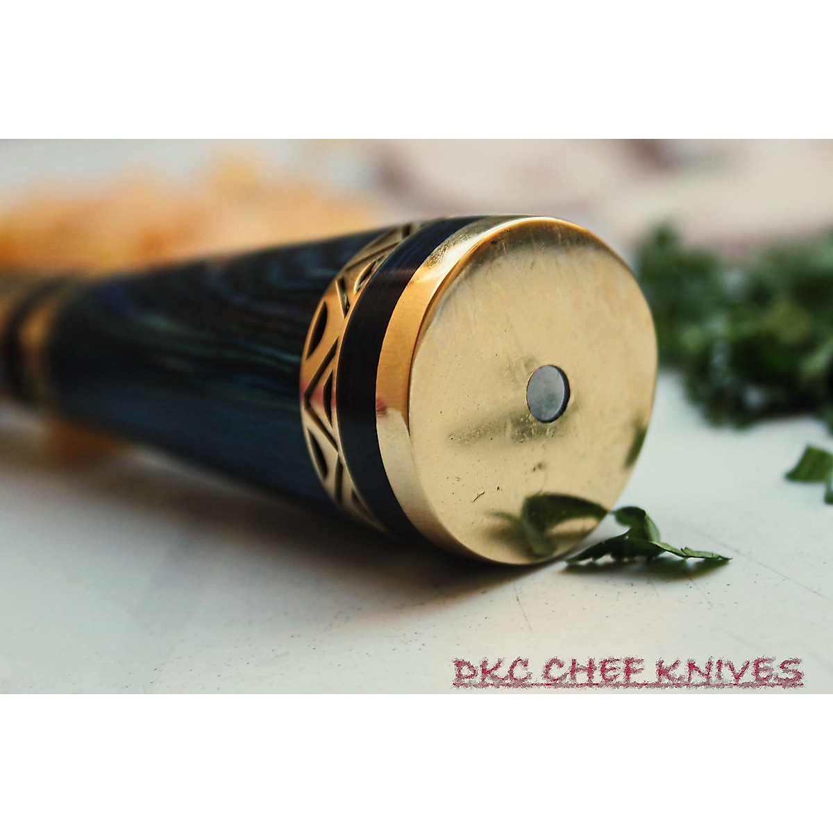 (6 7/18) DKC-533-DS-BL Grand Master Chef Knife Blue Handle Damascus Steel DKC Knives 16.8 oz 12" Long 7.5" Blade (Blue Handle Damascus Blade)