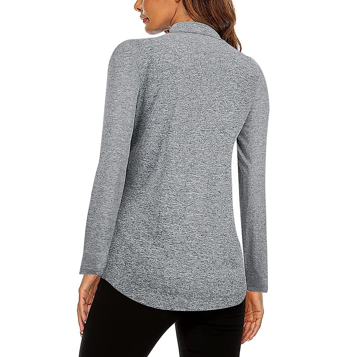 Koscacy V Neck Top Women, Golf Tennis Shirt Breathable Zipper Running Workout Outdoor Tops Yoga Biking Daily Casual Wear Aline Soft Shirts Light Grey XX-Large