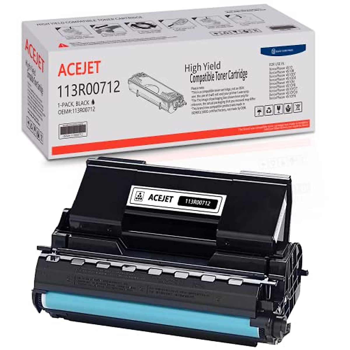 113R00712 Compatible Toner Cartridge Replacement for Xerox 113R00712 Toner Cartridge for Xerox Phaser 4510B/4510DT/4510DX/4510N Printers (1 Black, 19,000 Pages)