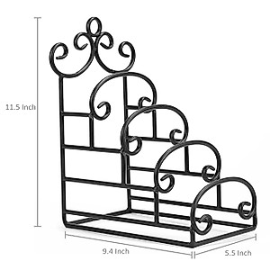 MyGift 4-Tier Vintage-Style Metal Scrollwork Plate Display Stand