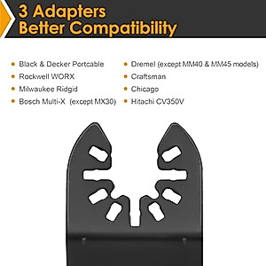 22 PCS Titanium Oscillating Saw Blades, Universal Quick Release Multitool Blades Kits with Sandpaper for Wood Plastics Metal Nails Compatible with Worx Milwaukee Black & Decker Craftsman Ridgid