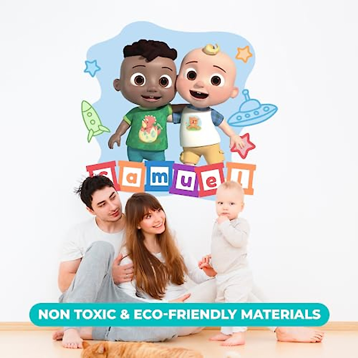 Multiple Font Custom Name JJ and Cody CoComelon Kids Wall Decal - EGD X CoComelon Series - Prime Collection - Wall Decal for Room Decorations - Mural Wall Decal Sticker (EGDCOCO004)