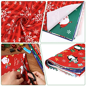 YARNOW 12 Pieces Christmas Fabric Bundles Squares Fabric Bundle Xmas Fabric for Xmas Sewing Crafting DIY Supplies (18.9 x 20.5 Inch)
