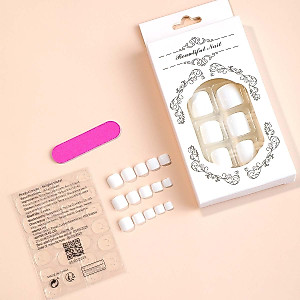 Solid Press On Toenails For Women, Nude White Toe Nail Press Ons, Acrylic Fake Toenails 24pcs uñas para pies