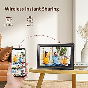 Canupdog WiFi Digital Picture Frame 10.1 Inch, 1080P IPS Touch Screen Digital Photo Frame with 16GB Memory, Auto-Rotate, Wall Mountable, Instantly Send Photos or Videos from Anywhere via Frameo App